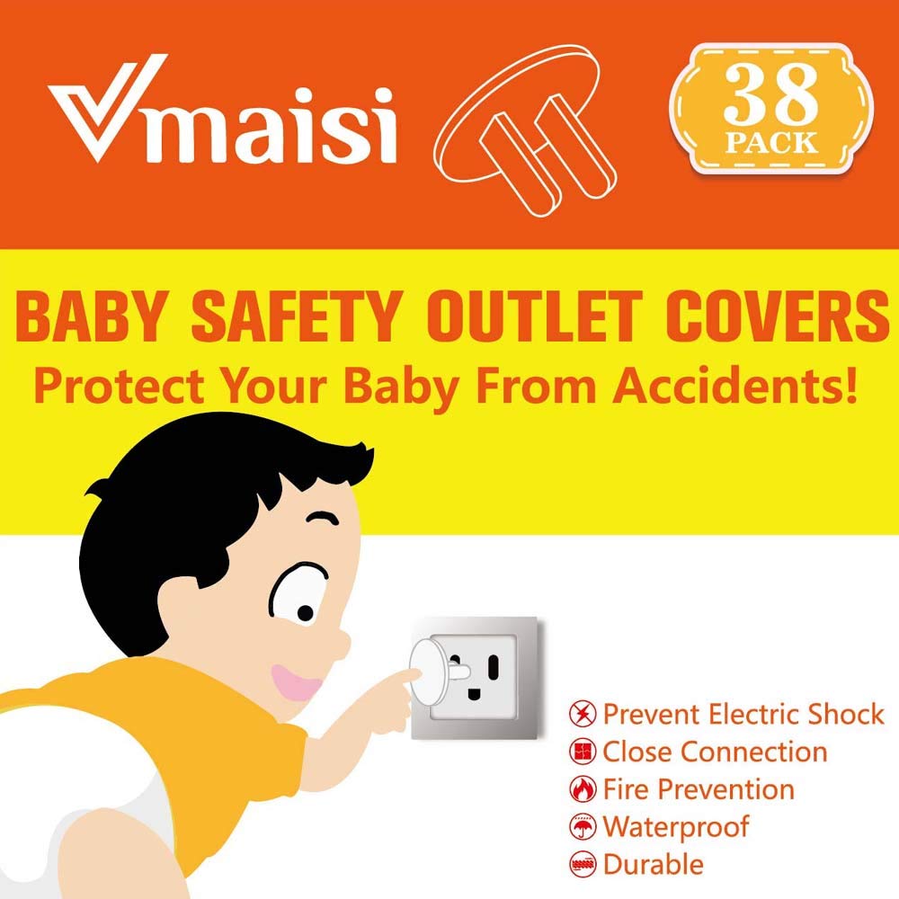 38 Pack Outlet Covers ChildProof Plug Protector - Vmaisi Baby Proofing Electrical Safety Outlet Plugs