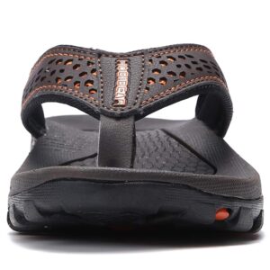 KIIU Mens Flip Flop Indoor and Outdoor Thong Sandals Beach Slippers Brown 2, 11 Men