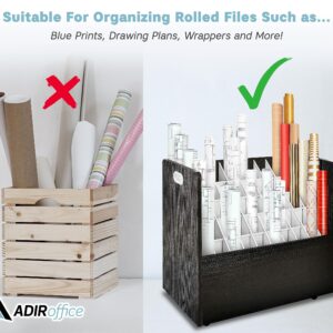 Adir Mobile Blueprint Roll File Holder - Mobile Roll File Organizer Cart for Home Office or School. 50 Slots Blueprint File Holder with Wheels for Maps, Plans, Posters