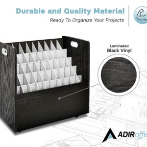 Adir Mobile Blueprint Roll File Holder - Mobile Roll File Organizer Cart for Home Office or School. 50 Slots Blueprint File Holder with Wheels for Maps, Plans, Posters