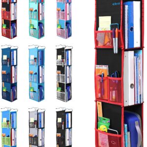 ABRA® 3 Shelf Hanging Locker Organizer for School, Gym, Work, Storage | Deep Shelves 6.5”x 9”| Eco-Friendly Fabric Healthy for Children | Adjustable School Locker Shelf from 3 to 2 Shelves (Black/Red)