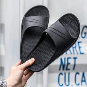 KOCOTA Men's and Womens Arch Support Recovery Slide Sandals Black 10-11 Women/8-9 Men.