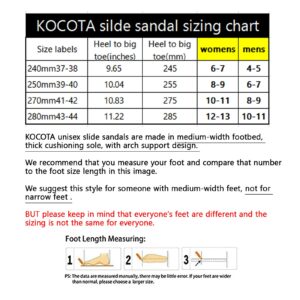 KOCOTA Men's and Womens Arch Support Recovery Slide Sandals Black 10-11 Women/8-9 Men.