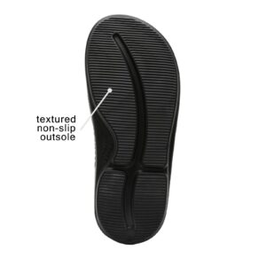 KOCOTA Men's and Womens Arch Support Recovery Slide Sandals Black 10-11 Women/8-9 Men.