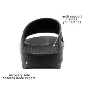 KOCOTA Men's and Womens Arch Support Recovery Slide Sandals Black 10-11 Women/8-9 Men.