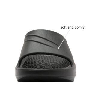 KOCOTA Men's and Womens Arch Support Recovery Slide Sandals Black 10-11 Women/8-9 Men.