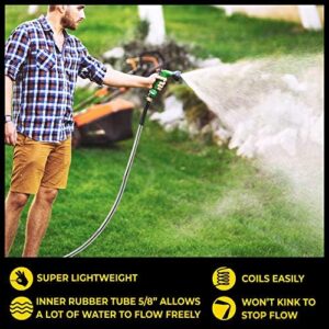 Bionic Steel Pro 50 FT Garden Hose with Nozzle, 304 Stainless Steel Metal Water Hose 50Ft, Flexible Hose, Kink Free, Lightweight and Durable, Crush Resistant Fitting, Easy to Coil, 500 PSI 2024 Model