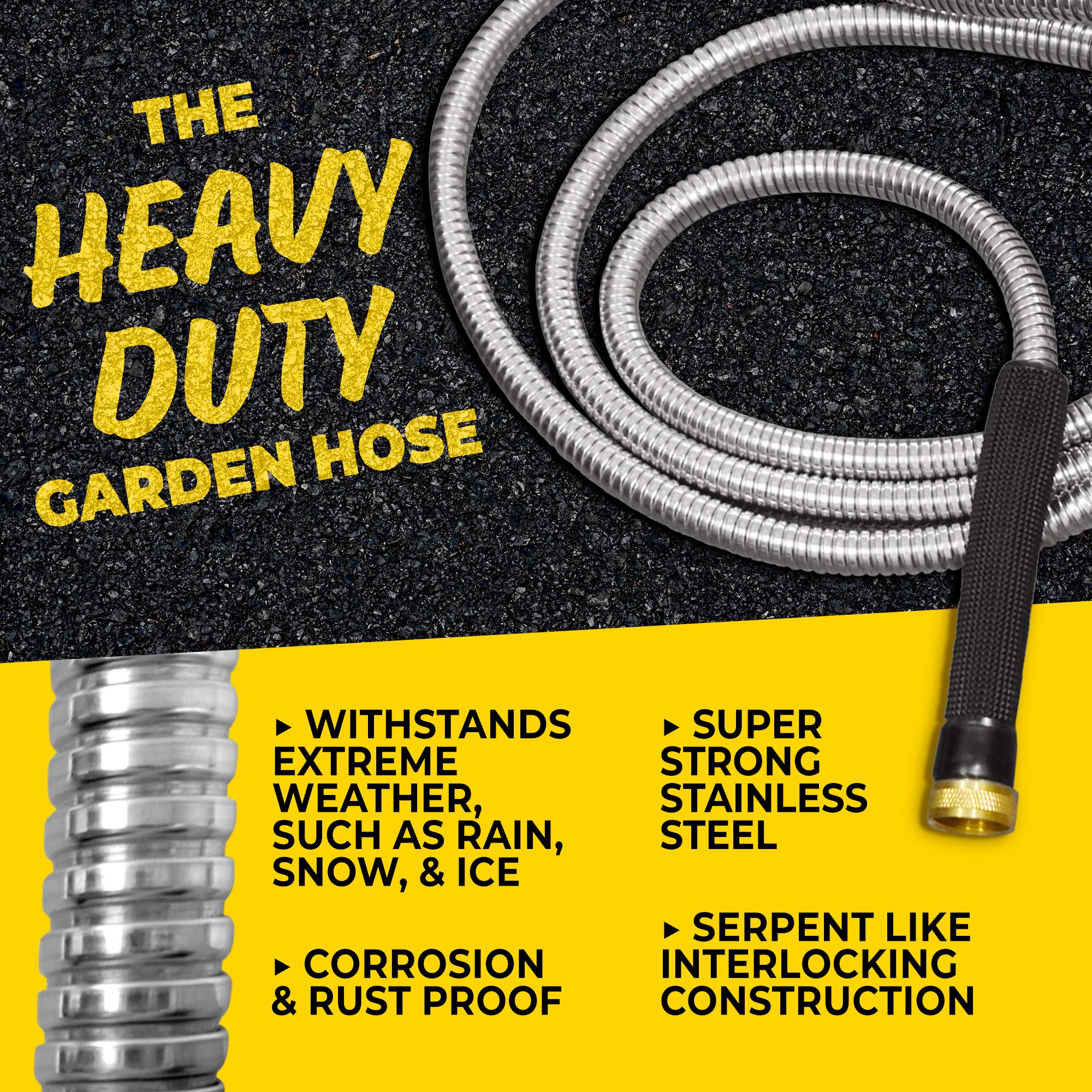 Bionic Steel Pro 50 FT Garden Hose with Nozzle, 304 Stainless Steel Metal Water Hose 50Ft, Flexible Hose, Kink Free, Lightweight and Durable, Crush Resistant Fitting, Easy to Coil, 500 PSI 2024 Model