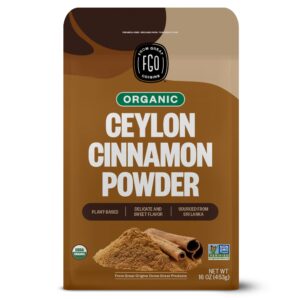 fgo organic ceylon cinnamon powder, 100% raw from sri lanka, 16oz, packaging may vary (pack of 1)