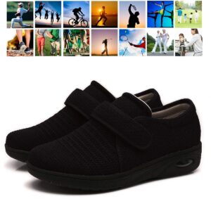 Womens Walking Shoes with Strap Closure Wide Width Shoes Cushion Sneakers Diabetic Shoes for Elderly Mother Swollen Feet