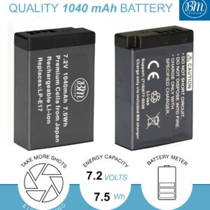 BM 3-Pack of LP-E17 Batteries and Charger for Canon EOS R8, EOS R10, EOS R50, EOS R100, EOS RP, EOS M3, EOS M5, EOS M6 Mark II, Rebel T6i, T6s, T7i, T8i, SL2, SL3, EOS 750D, EOS 760D, EOS 8000D Camera