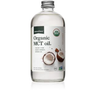 Natural Force 100% Virgin Coconut MCT Oil - 16oz Glass Bottle, Certified Keto, Paleo, Kosher, Vegan & Non-GMO