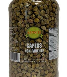 Sanniti Spanish Non Pareil Capers in Vinegar and Salt Brine - 33.5 oz