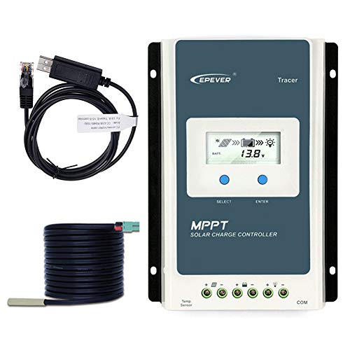 EPEVER MPPT 30A Solar Charge Controller, 30 Amp Solar Charge Regulator Mppt 12V/24V Auto Max 100V Input Negative Grounded Controller with LCD Display for Gel Sealed Flooded Lithium Battery Charging