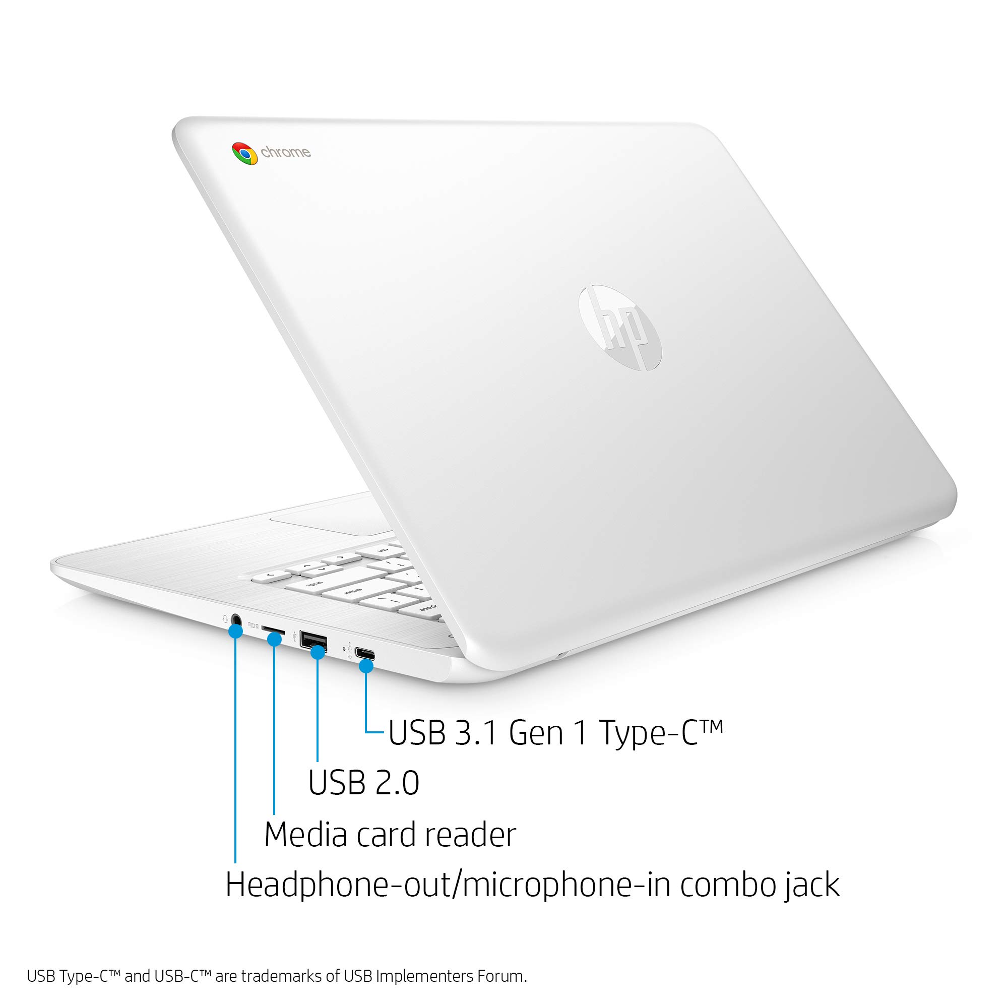 HP Chromebook 14-Inch Laptop with 180-Degree Hinge, Full HD Screen, AMD Dual-Core A4-9120 Processor, 4 GB SDRAM, 32 GB eMMC Storage, Chrome OS (14-db0050nr, Snow White)