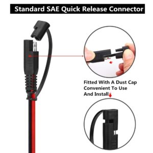 SAE Connector DC Power Extension Cable 16 AWG Automotive Battery Quick Disconnect Pigtail Wire Harness with Dust Cap (6 Pcs 1.2 Foot)