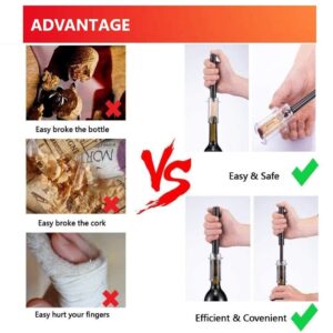 Tyzine Wine Air Pressure Pump Bottle Opener Set With Foil Cutter,Simple Wine Pump Cork Remover Corkscrew,Efficient Corkscrew Bottle Opener,Easy Screw Out Tool,Great For Wine Lovers,Perfect Wine Gift.