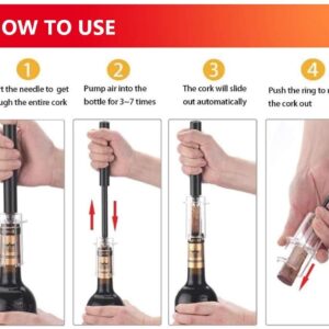 Tyzine Wine Air Pressure Pump Bottle Opener Set With Foil Cutter,Simple Wine Pump Cork Remover Corkscrew,Efficient Corkscrew Bottle Opener,Easy Screw Out Tool,Great For Wine Lovers,Perfect Wine Gift.