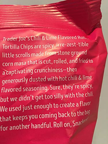 Trader Joe's Rolled Corn Tortilla Chips - Chili & Lime Flavored - Gluten Free - NET WT. 9Oz (255g) - Pack of 2 Bags