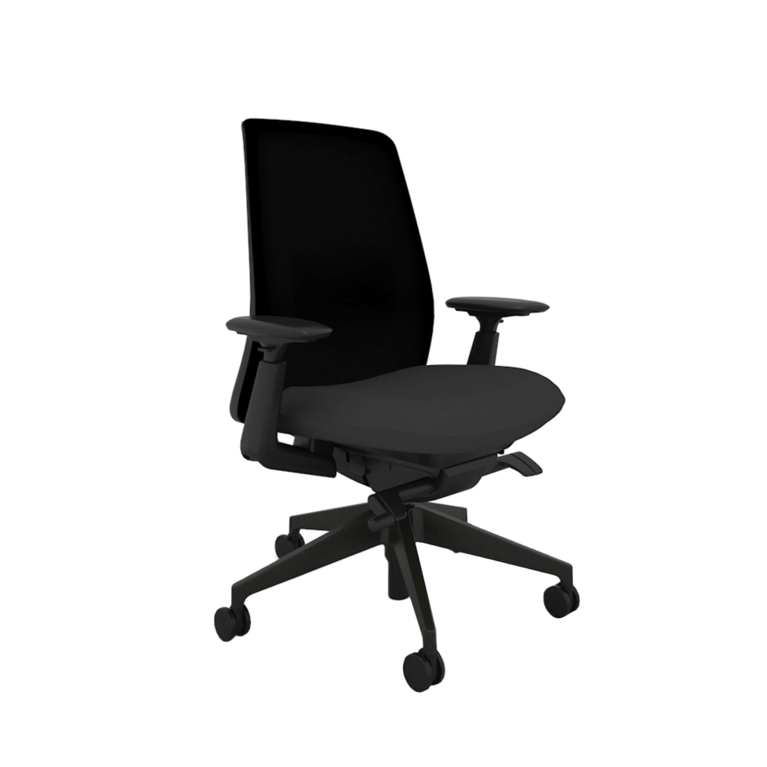 Haworth Soji Office Chair with Ergonomic Adjustments and Lumbar Support, Flexible Mesh Back (Carbon)