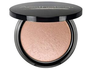 aesthetica starlite highlighter - metallic shimmer highlighting makeup powder - cosmos (sparkling rose gold)