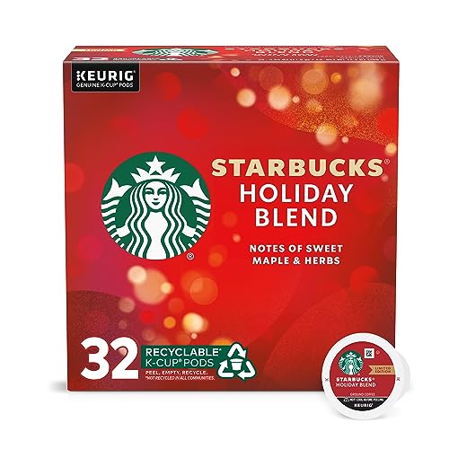 Starbucks K-Cup Coffee Pods, Holiday Blend Medium Roast Coffee, 100% Arabica, Limited Edition Holiday Coffee, 1 Box (32 Pods)