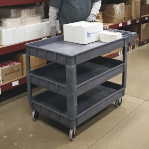 Ironton 500-Lb. Capacity 3 Tray Utility Cart, Maintenance-Free Structural Foam Construction Cargo Pushcart, Scratch Resistant, Easy to Clean Service Cart, 46 3/5in.W x 25 2/5in.D x 32 7/10in.H