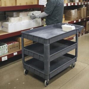 Ironton 500-Lb. Capacity 3 Tray Utility Cart, Maintenance-Free Structural Foam Construction Cargo Pushcart, Scratch Resistant, Easy to Clean Service Cart, 46 3/5in.W x 25 2/5in.D x 32 7/10in.H