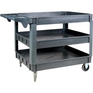 Ironton 500-Lb. Capacity 3 Tray Utility Cart, Maintenance-Free Structural Foam Construction Cargo Pushcart, Scratch Resistant, Easy to Clean Service Cart, 46 3/5in.W x 25 2/5in.D x 32 7/10in.H