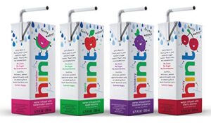 hint kids water variety pack of 32, 6.75 ounce 8 boxes, each of: cherry, watermelon, apple, & blackberry, zero sugar, zero sweeteners, zero preservatives, zero artificial flavors