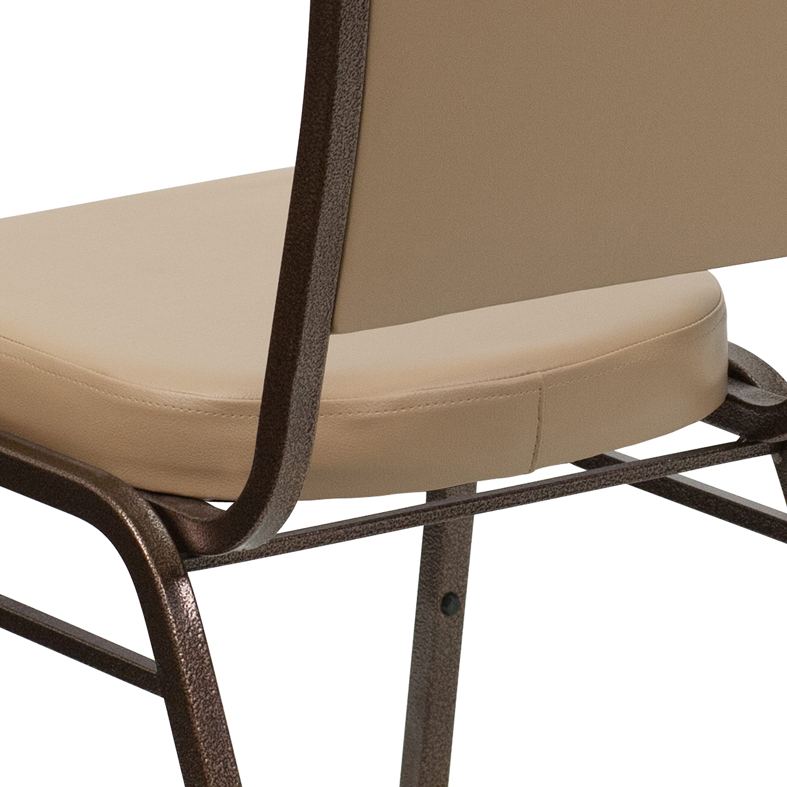 EMMA + OLIVER Crown Back Stacking Banquet Chair in Tan Vinyl - Copper Vein Frame