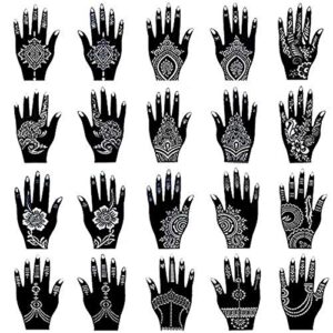 xmasir henna tattoo stencil kit/temporary tattoo template set of 20 sheets, indian arabian tattoo stickers mehndi stencils for hand body art