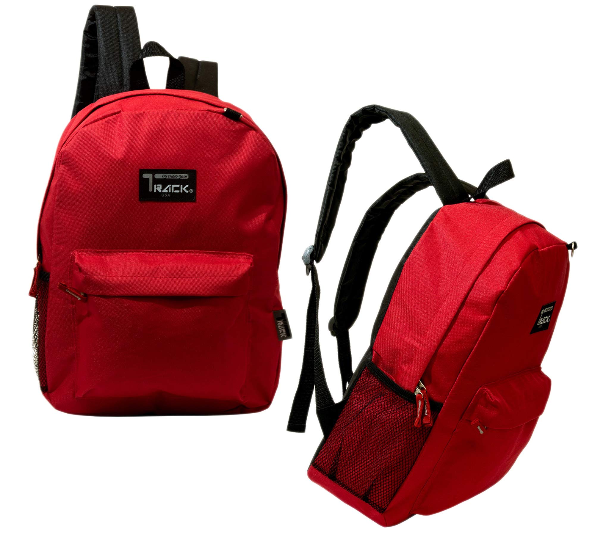 17 Inch Wholesale Classic Red Backpack - Bulk Case of 24 Bookbags