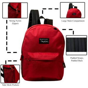 17 Inch Wholesale Classic Red Backpack - Bulk Case of 24 Bookbags