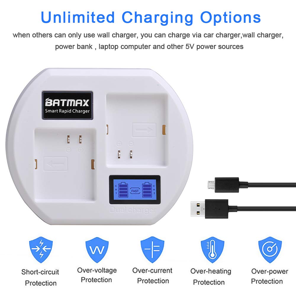 Batmax Rapid LCD USB Dual Battery Charging Station for Arlo Pro,Arlo Pro 2 & Arlo Go Wireless Home Security Camera System Batteries