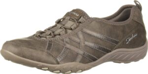 skechers womens breathe-easy - days end sneaker, dark taupe, 8 us