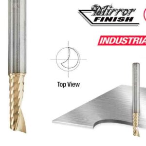 Amana Tool 51481-Z CNC SC Spiral O Single Flute Aluminum Cutting 1/4 D x 1-1/4 CH x 1/4 SHK x 3 Inch Long Up-Cut ZrN Coated Router Bit withMirror Finish