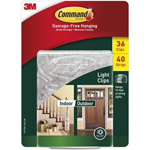 command indoor/outdoor 36 plastic light clips and 40 strips - clear