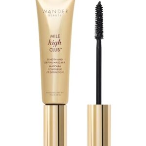 Wander Beauty Mile High Club Length + Define Black Mascara - Smudge-Proof, Lash Lengthening Mascara for a Full, Fanned Out Effect - Castor Oil + Peach Leaf Conditions & Strengthens - 0.31 fl oz