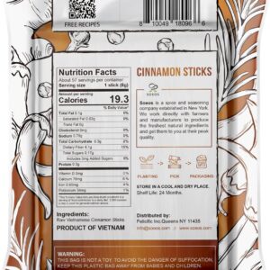 Soeos Cinnamon Sticks, 16 oz (Pack of 1), Cinnamon, Ground Cinnamon, Cinnamon Sticks, 100% Raw, Non-GMO, Kosher Certified, Cinnamon Seasoning Spice for Coffee, Baking, Cooking and Beverages