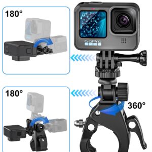 Kolasels Easy-Mounted Gun/Rod/Bow Camera Clamp Mount with 1/4 Thread for GoPro Hero 9/8/7/6/5/4/3+/3/2/1 Session Action Camera, Hunting Camera Accessory Fishing Pole Clamp