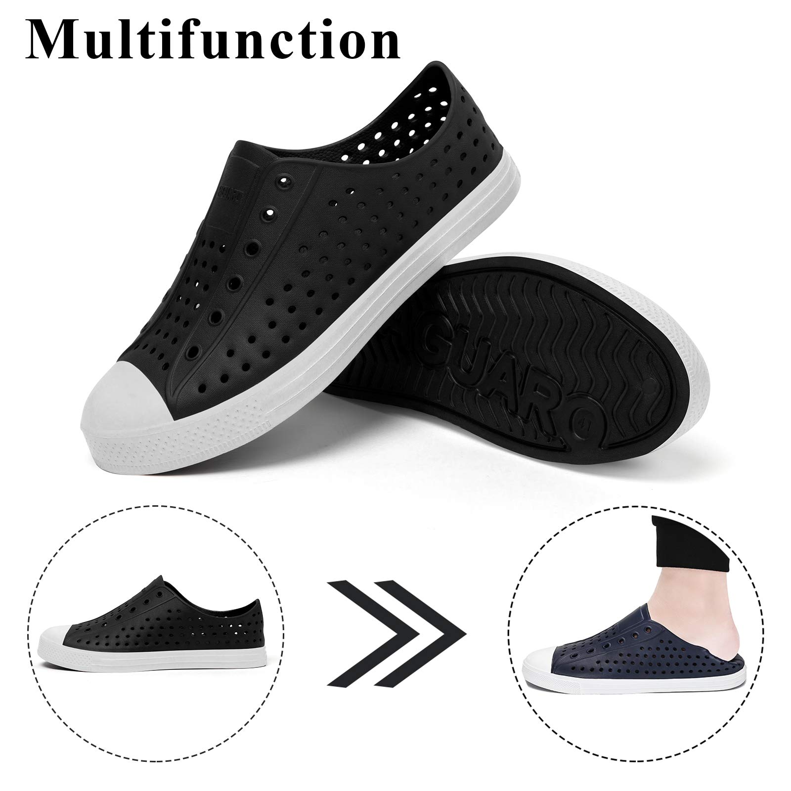 SAGUARO Womens Garden Shoes Mens Lightweight Gardening Clogs Outdoor Non-Slip Beach Shoes Slip-On Sneakers Black