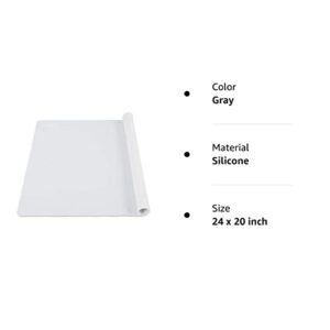 24 X 20inch X-Large Reusable Silicone Table Mat Child Kids Dinner Placemat Desk Countertop Waterproof Protector Heat Insulation Kitchen Pastry Rolling Dough Pad Tool (Grey)