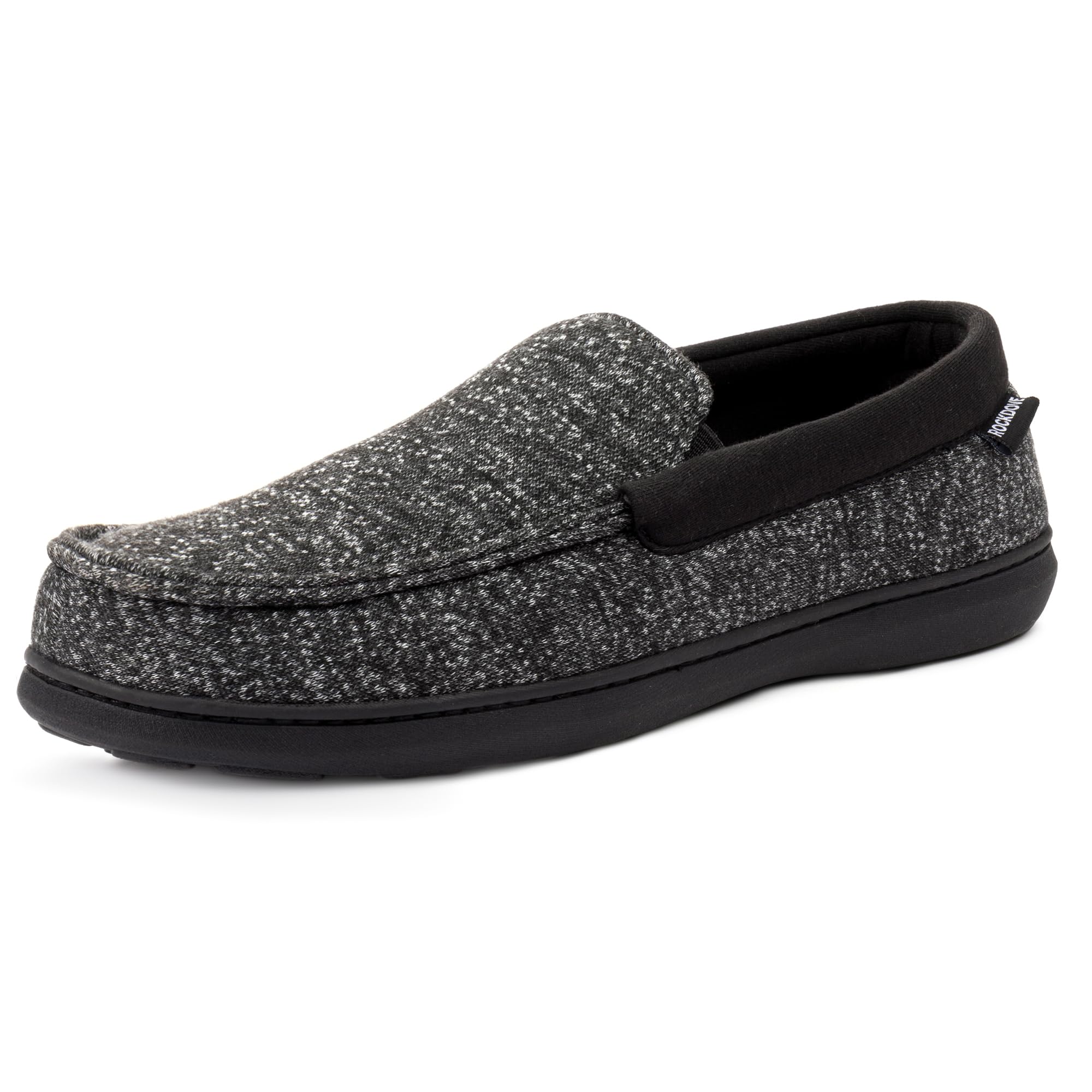 RockDove Men's SILVADUR Tweed Memory Foam Moc Slipper, Size 9 US Men, Black