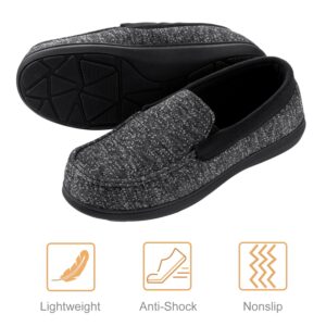 RockDove Men's SILVADUR Tweed Memory Foam Moc Slipper, Size 9 US Men, Black