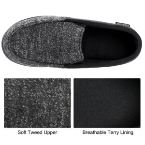 RockDove Men's SILVADUR Tweed Memory Foam Moc Slipper, Size 9 US Men, Black