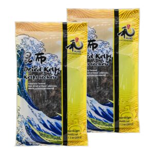 yuho kombu dried kelp 14.10 oz sun dried no preservatives no sand, all natural wild kombu 7.05 oz bag pack of 2