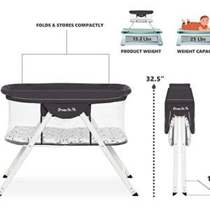 Dream On Me Poppy Traveler Portable Bassinet in Dark Grey, Lightweight, Spacious and Convenient Mesh Design, JPMA Certified, Easy to Clean and Fold Baby Bassinet - Carry Bag Included