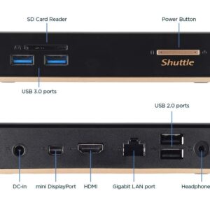 Shuttle Mini PC Intel i3 Windows 10 Home | 8GB RAM | 240GB SSD | Mini Desktop Computer | HDMI, Mini DisplayPort | | Wi-Fi 2.4/5G | Bluetooth | Gigabit Ethernet | 4K Supported | SD Card Reader