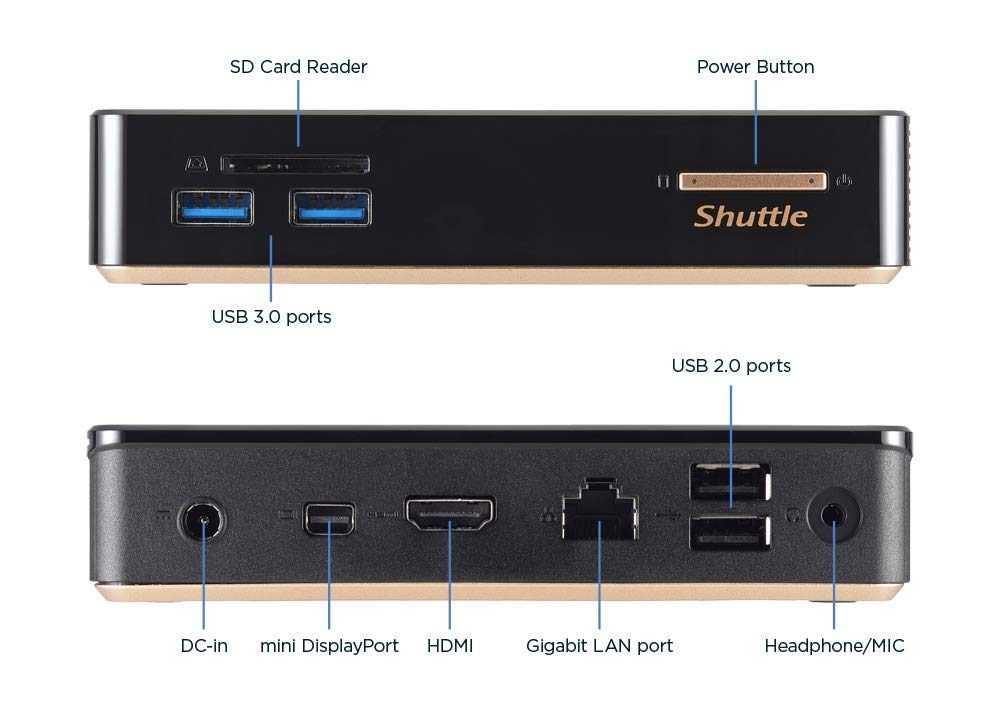 Shuttle Mini PC Intel i3 Windows 10 Home | 8GB RAM | 240GB SSD | Mini Desktop Computer | HDMI, Mini DisplayPort | | Wi-Fi 2.4/5G | Bluetooth | Gigabit Ethernet | 4K Supported | SD Card Reader